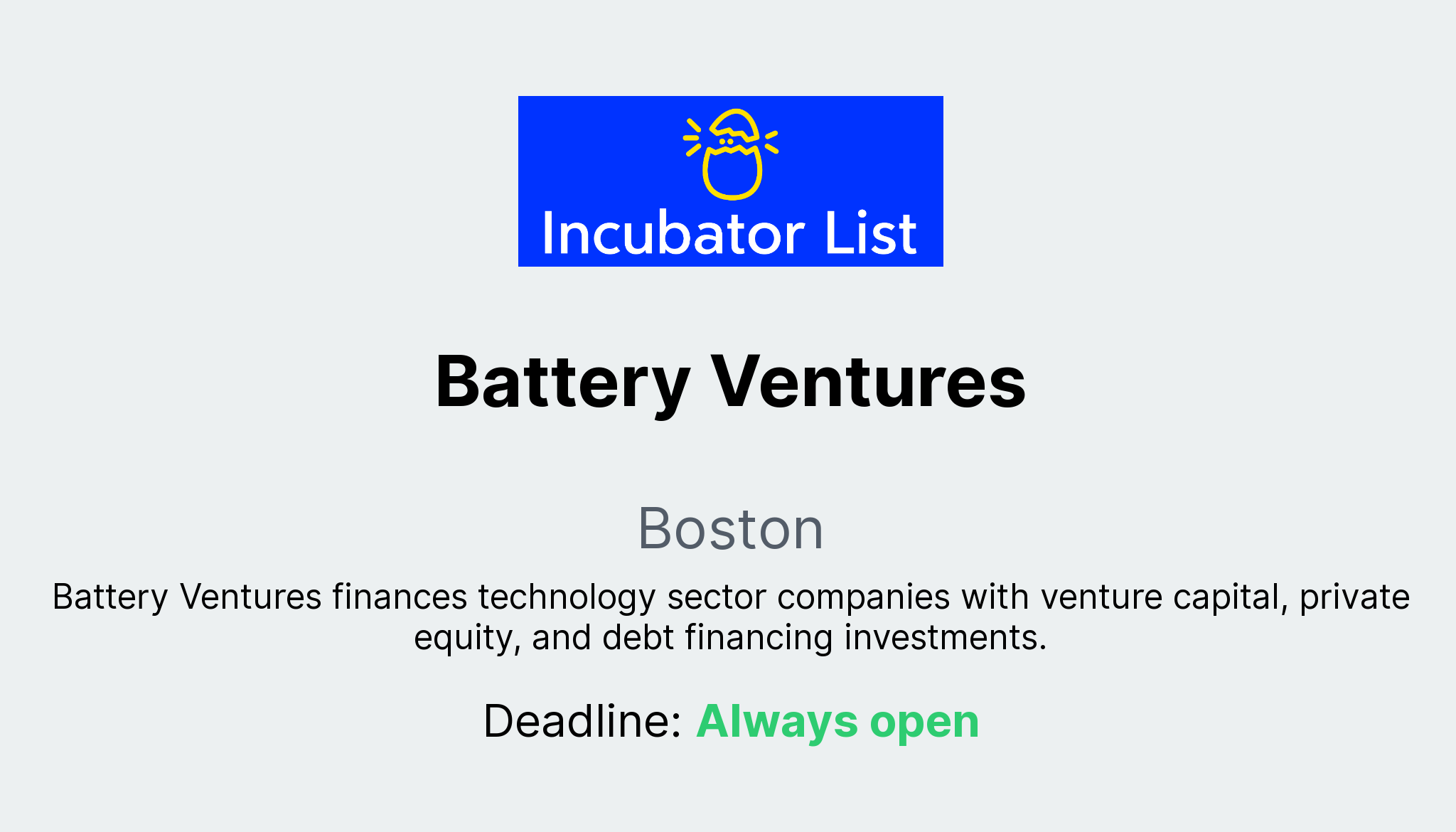 Battery Ventures - Key Information Battery Ventures - Key Information